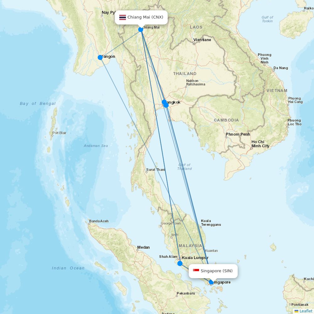 Scoot airline routes (TR) 2026, map - Flight Routes