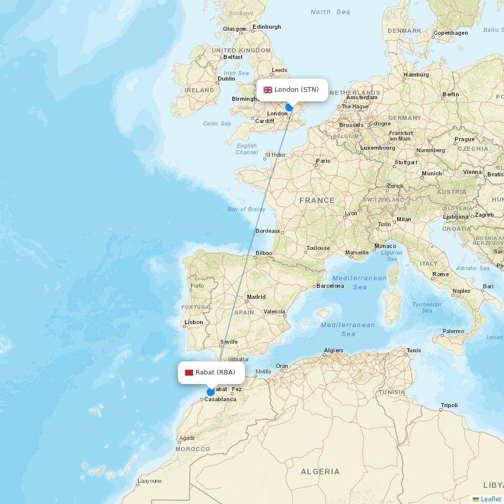 Ryanair UK airline routes (RK) 2025, map - Flight Routes