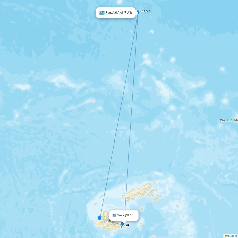 Fiji Airways airline routes (FJ) 2026, map - Flight Routes