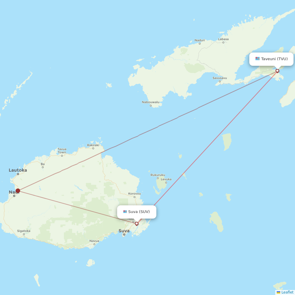Fiji Airways airline routes (FJ) 2025, map - Flight Routes