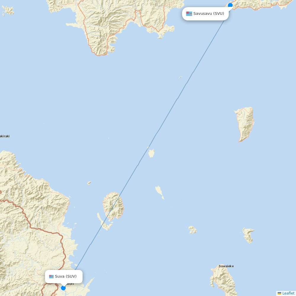 Fiji Airways airline routes (FJ) 2026, map - Flight Routes