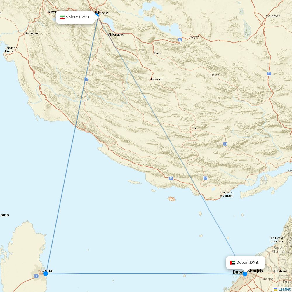 Iran Air airline routes (IR) 2025, map - Flight Routes