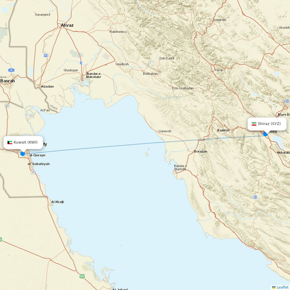 Jazeera Airways airline routes (J9) 2025, map - Flight Routes