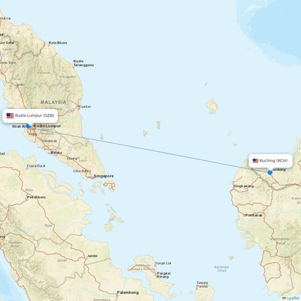 Batik Air Malaysia airline routes (OD) 2025, map - Flight Routes