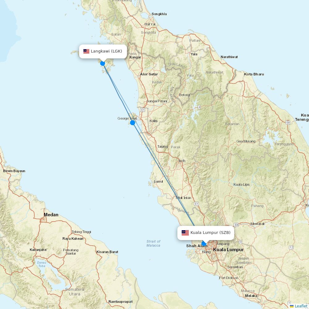 Batik Air Malaysia airline routes (OD) 2026, map - Flight Routes