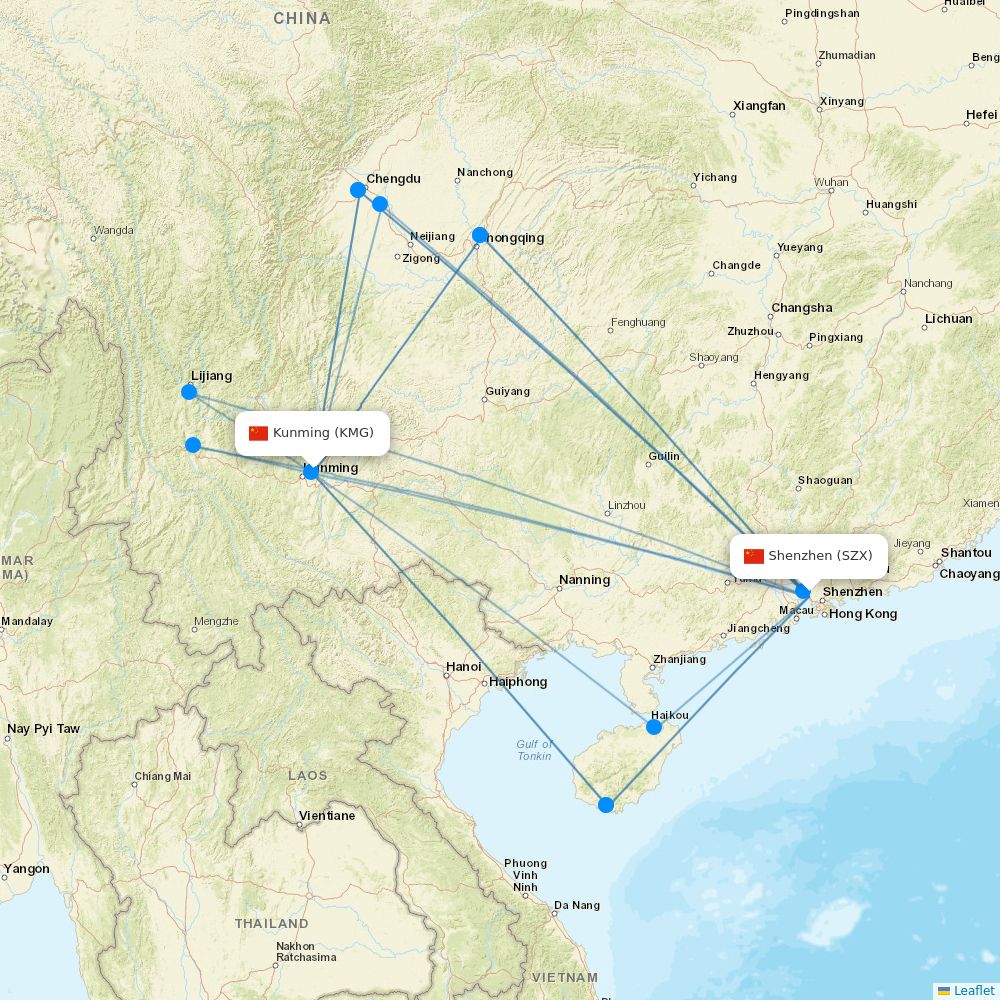 Shenzhen Airlines routes 2025 – map with all flights - Flight Routes