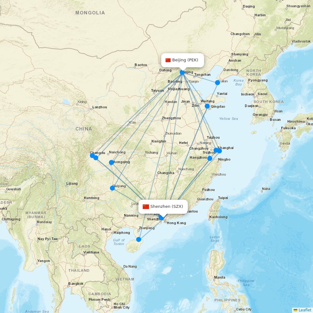 Shenzhen Airlines routes 2025 – map with all flights - Flight Routes