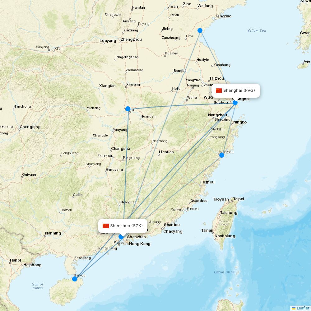 Shenzhen Airlines routes 2025 – map with all flights - Flight Routes