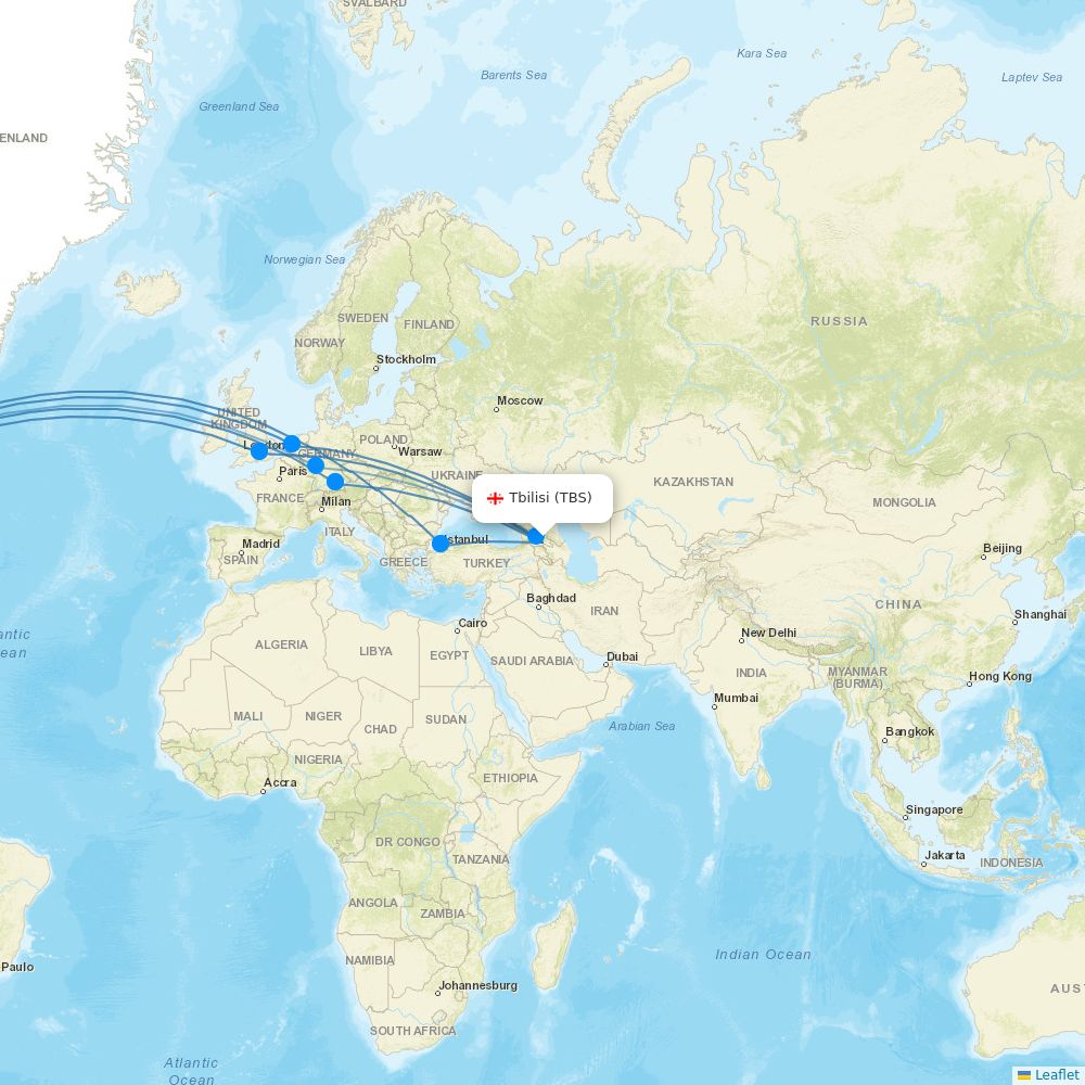 Flights from Tbilisi to Houston, TBS to IAH - Flight Routes