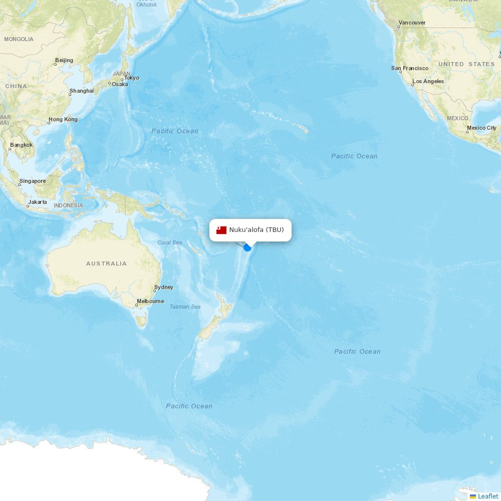 Fiji Airways airline routes (FJ) 2026, map - Flight Routes