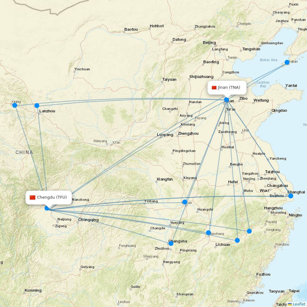 Chengdu Airlines routes 2025 – map with all flights - Flight Routes