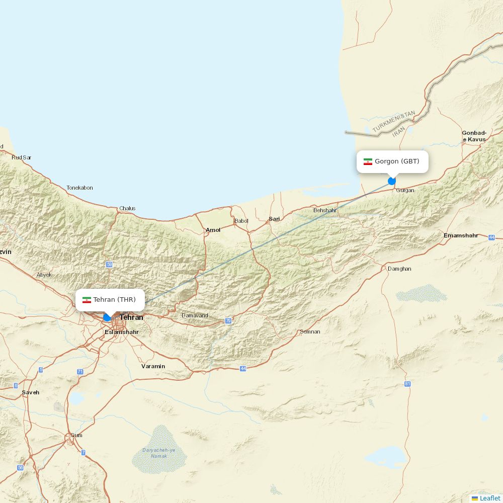 Iran Air airline routes (IR) 2025, map - Flight Routes