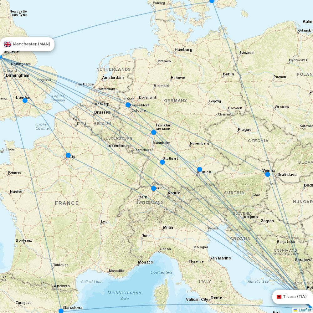 Ryanair UK airline routes (RK) 2025, map - Flight Routes