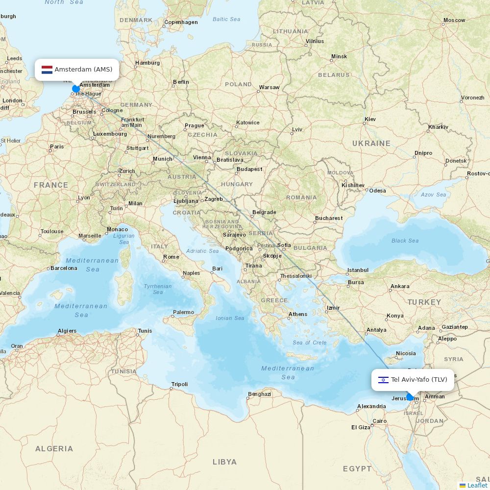 El Al airline routes (LY) 2025, map - Flight Routes