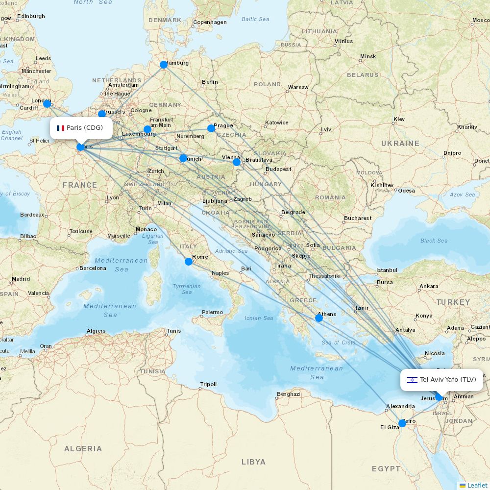 El Al airline routes (LY) 2026, map - Flight Routes