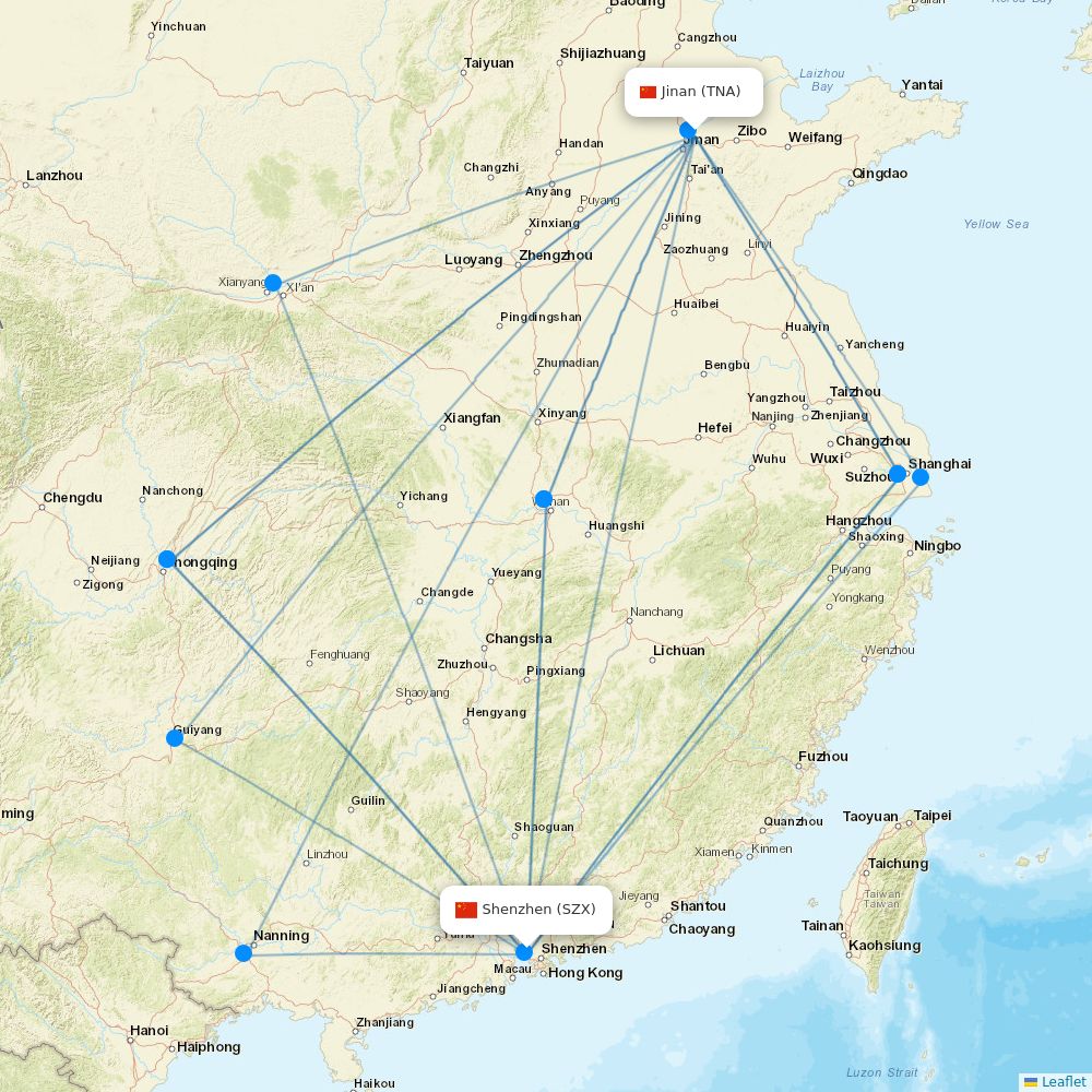 Shenzhen Airlines routes 2025 – map with all flights - Flight Routes