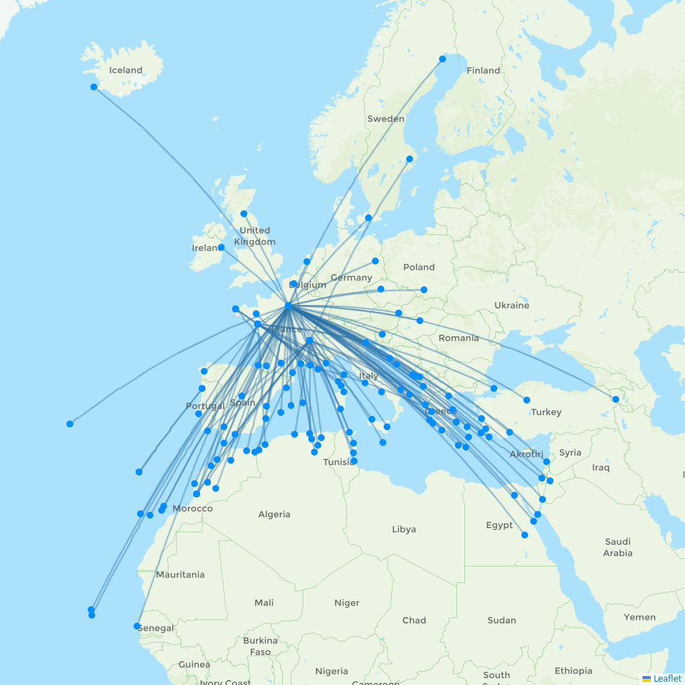 Transavia France Airline Routes TO 2025 Map Flight Routes