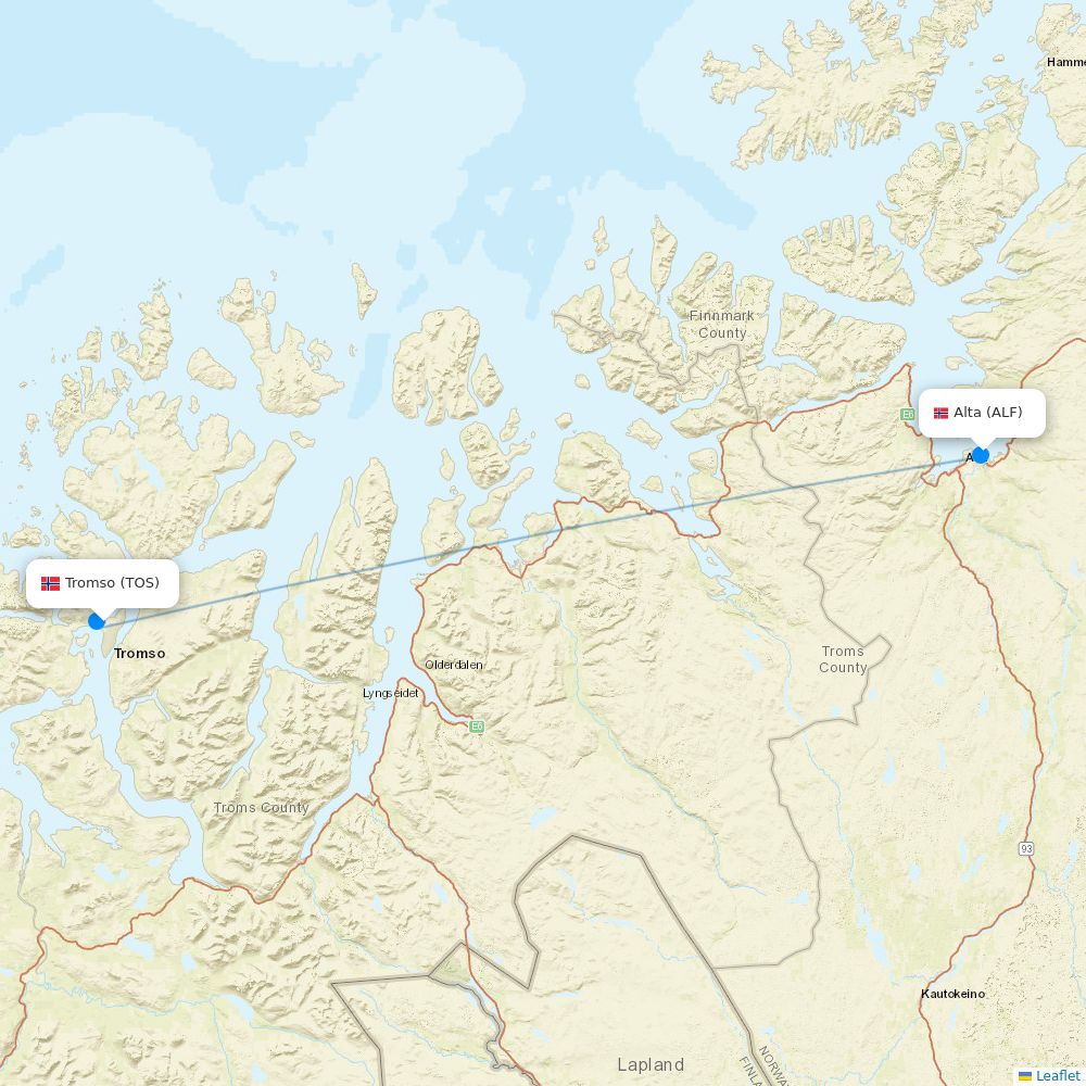 Wideroe airline routes (WF) - map - Flight Routes