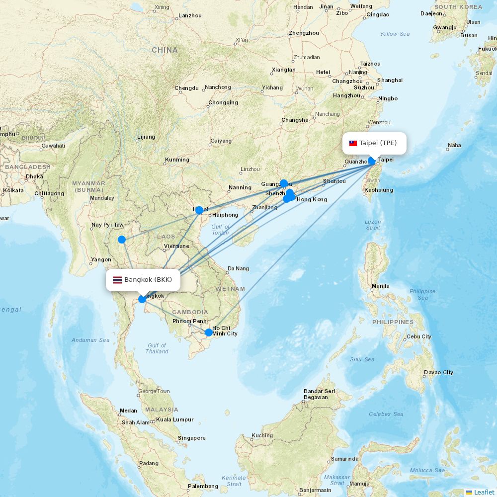 China Airlines routes (CI) - map - Flight Routes