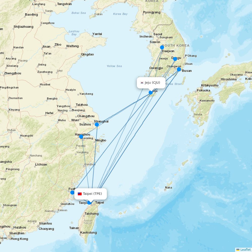 T´Way Air routes 2025 – map with all flights - Flight Routes