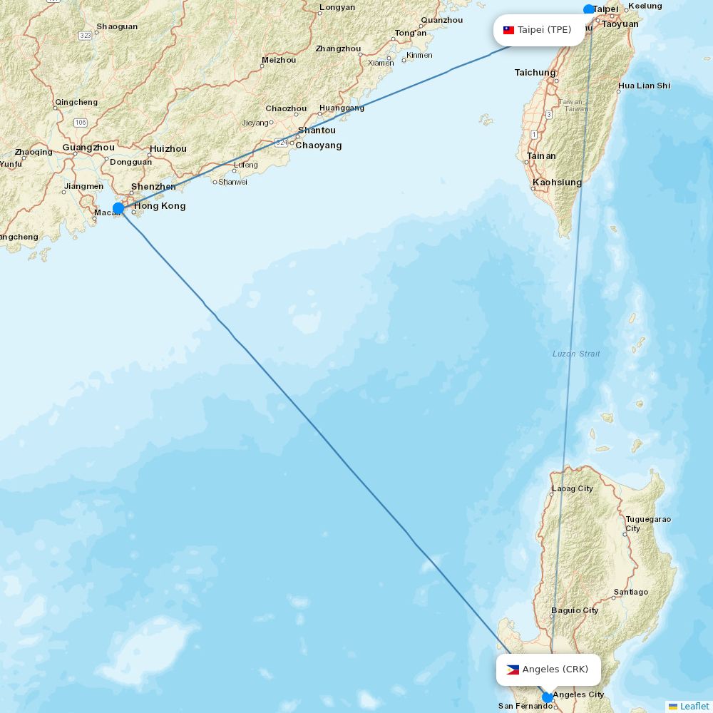 EVA Air airline routes (BR) - map - Flight Routes