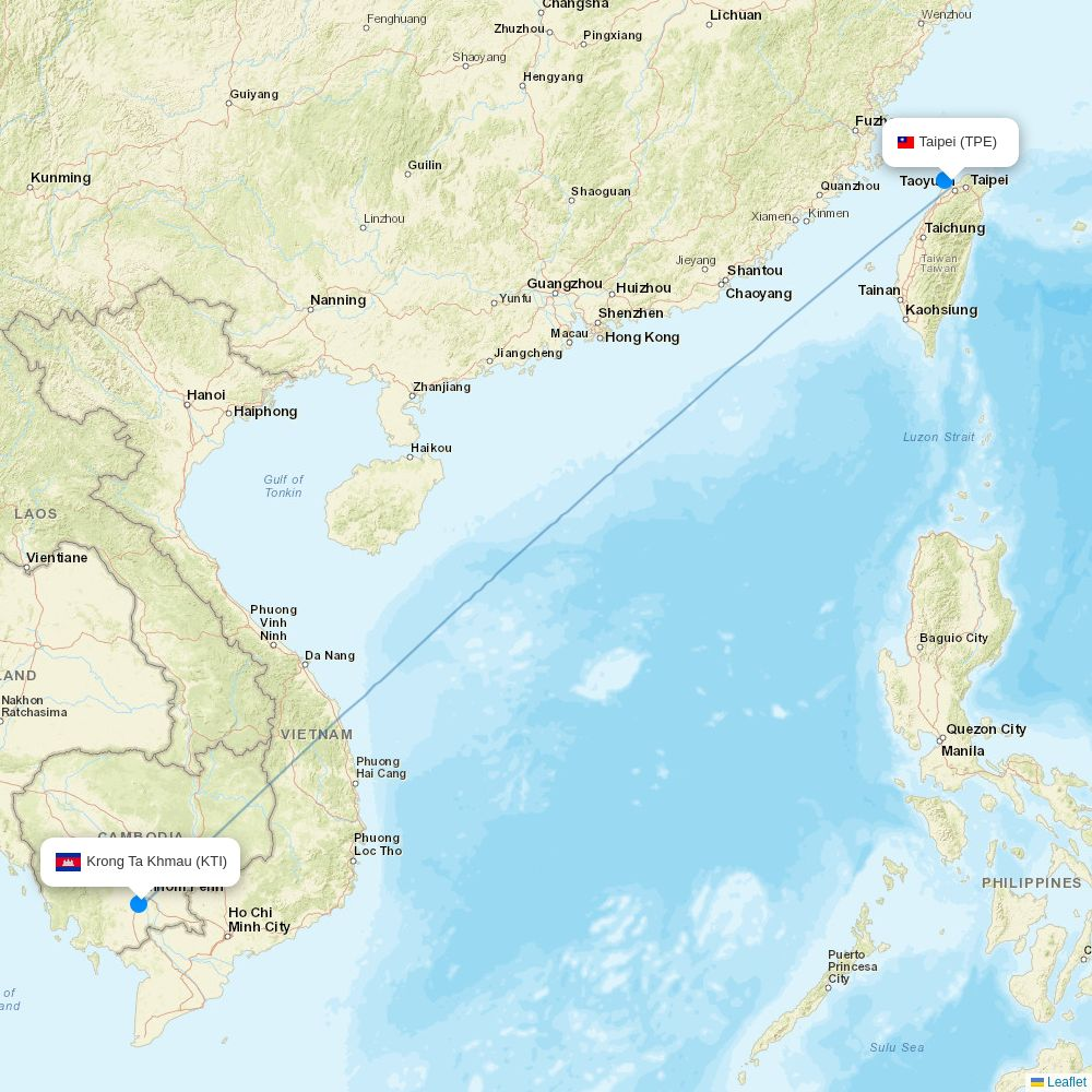EVA Air airline routes (BR) 2025, map - Flight Routes