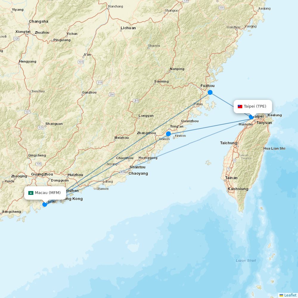 EVA Air airline routes (BR) 2026, map - Flight Routes