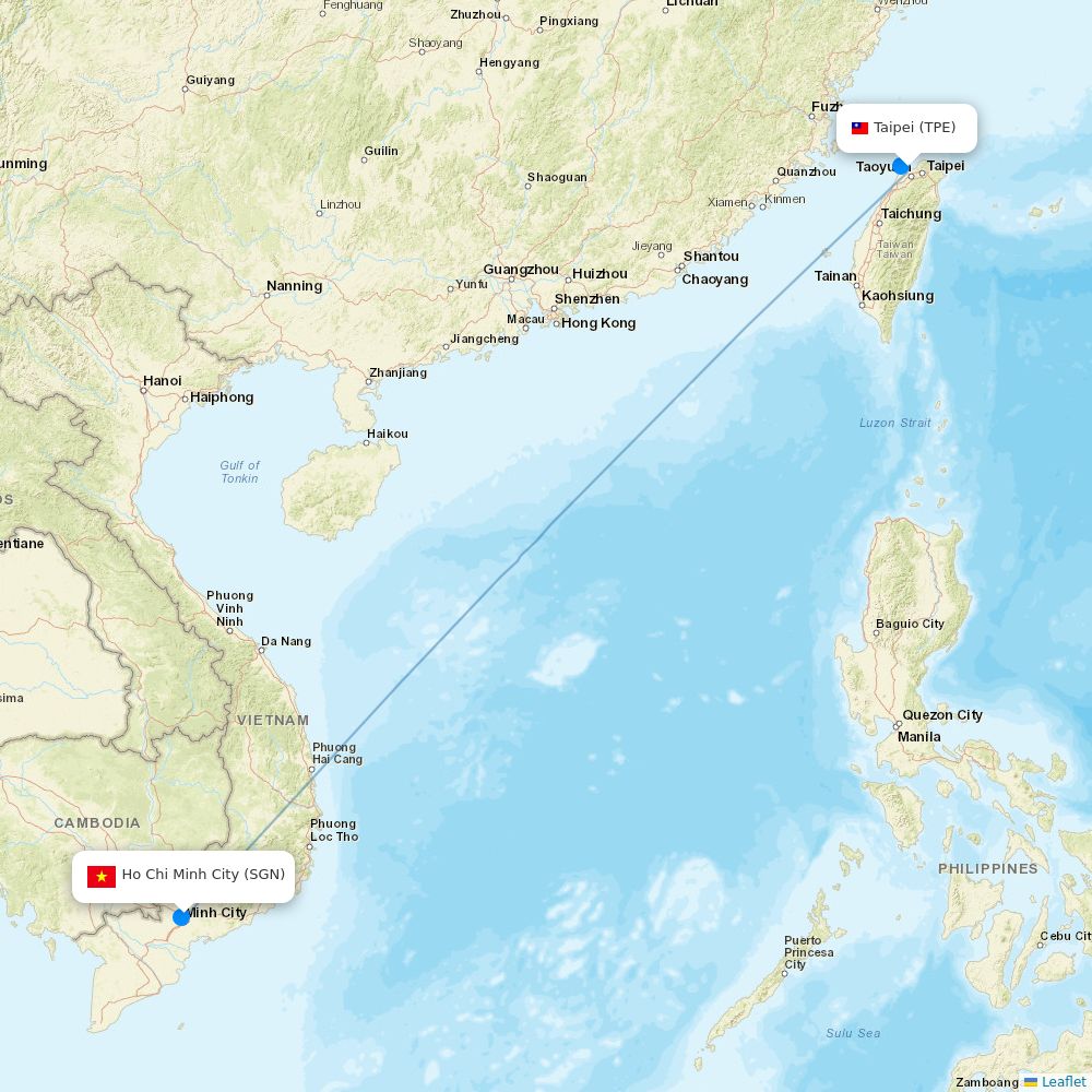 EVA Air airline routes (BR) 2025, map - Flight Routes