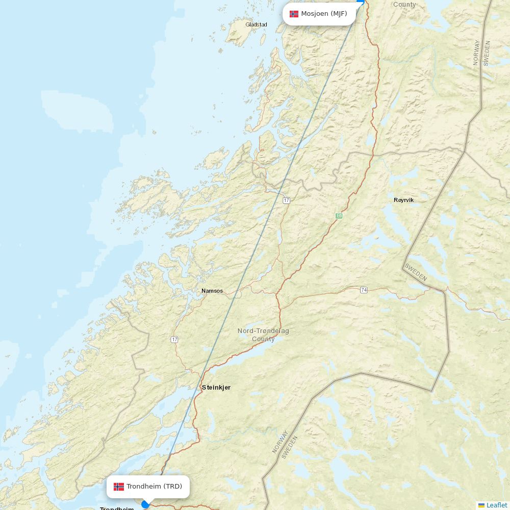 Wideroe airline routes (WF) - map - Flight Routes