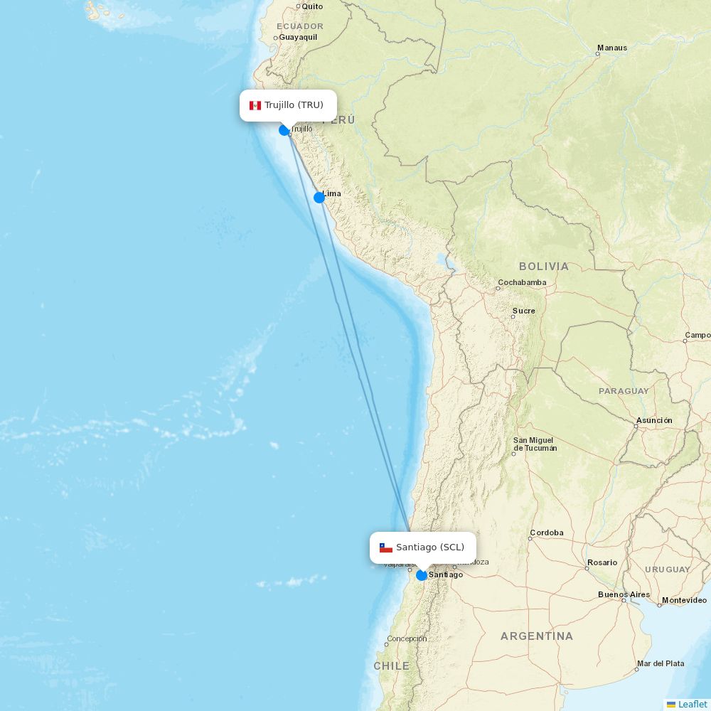 JetSMART airline routes (JA) - map - Flight Routes