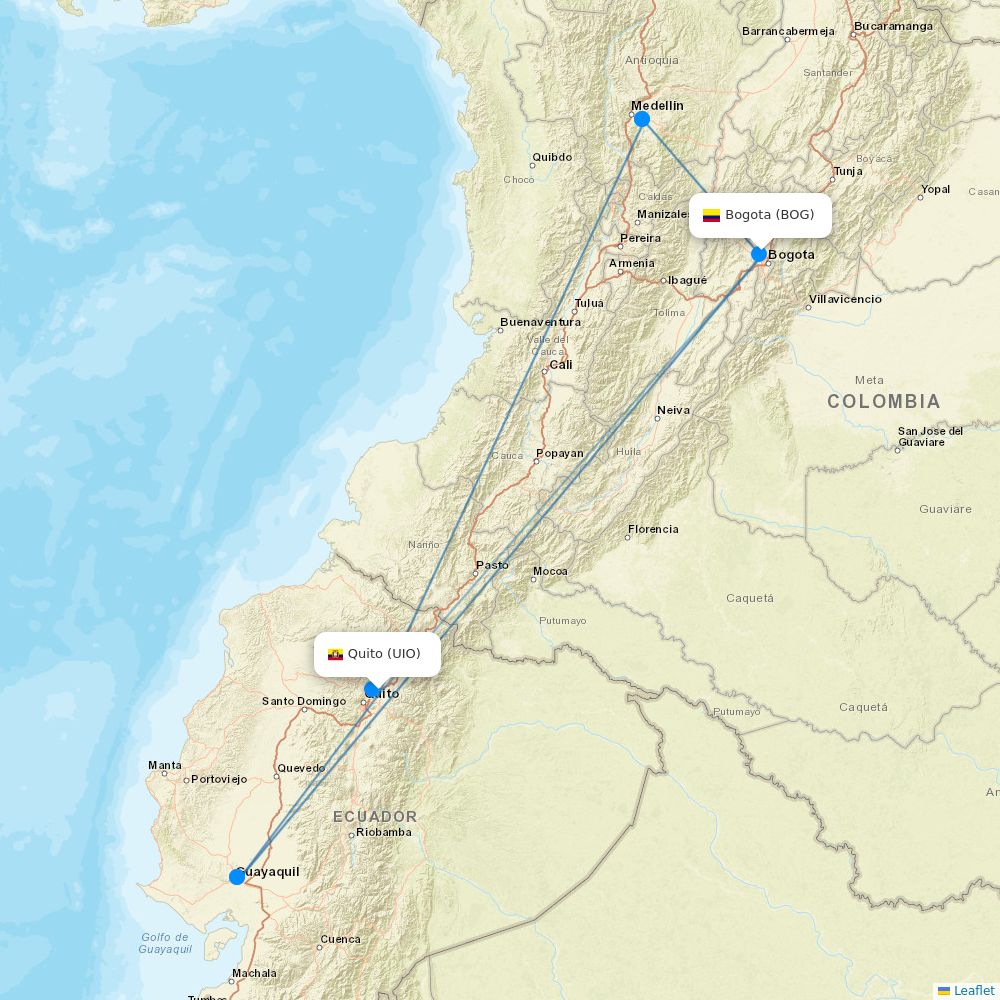 Avianca routes 2025 – interactive map with all flights - Flight Routes