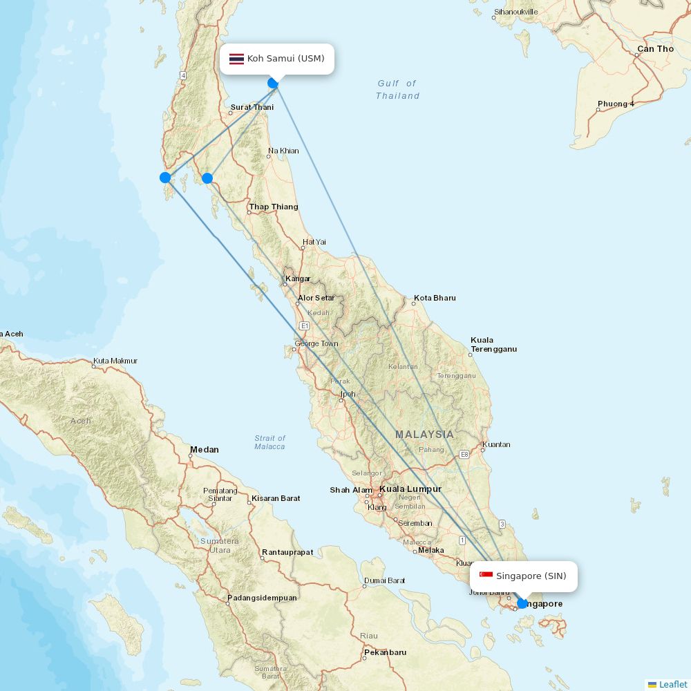 Scoot airline routes (TR) 2025, map - Flight Routes