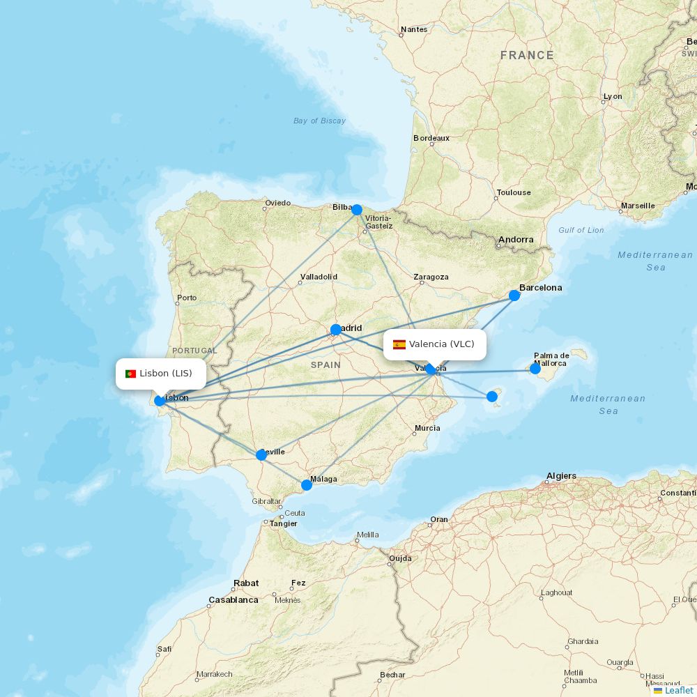TAP Portugal airline routes (TP) - map - Flight Routes