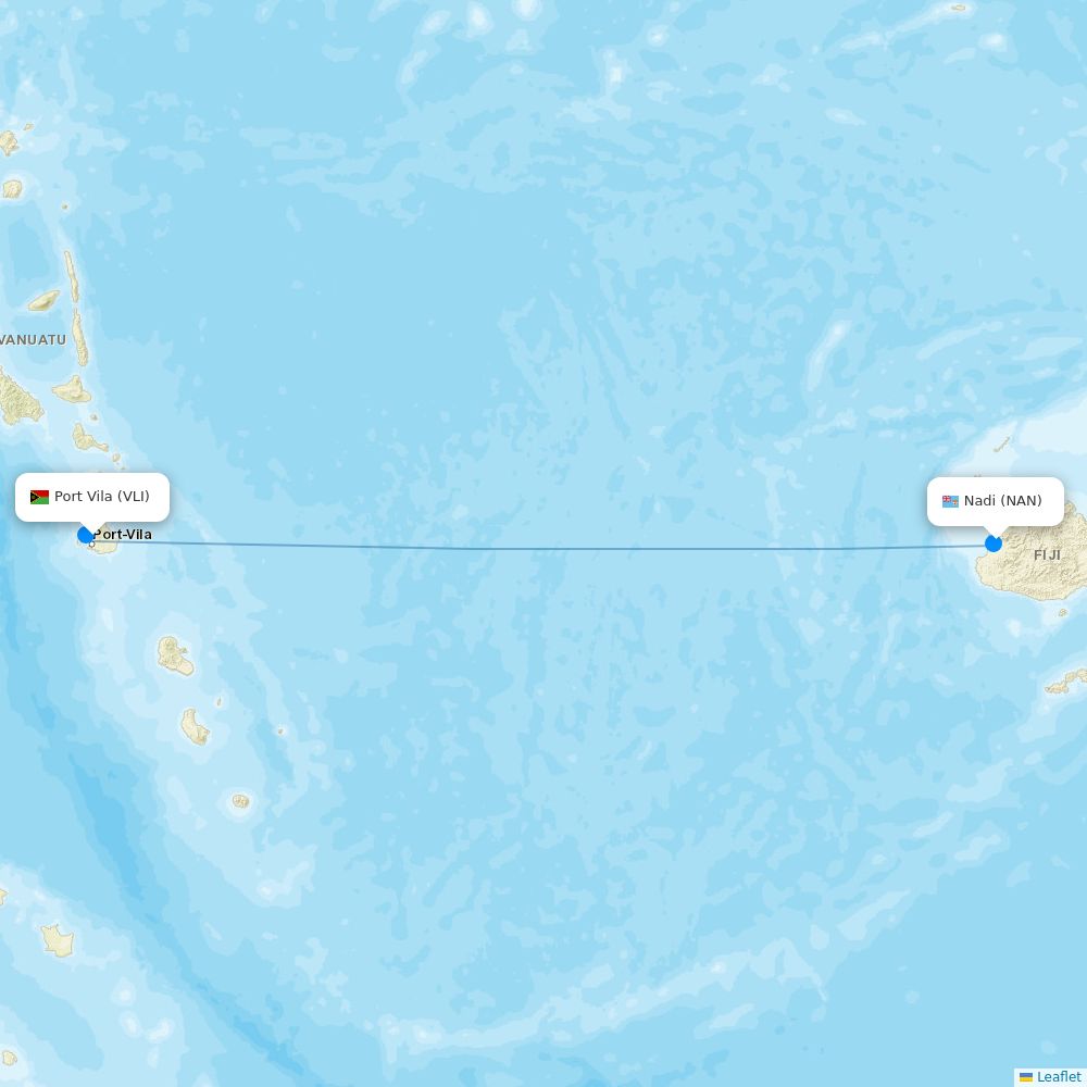 Fiji Airways airline routes (FJ) 2025, map - Flight Routes