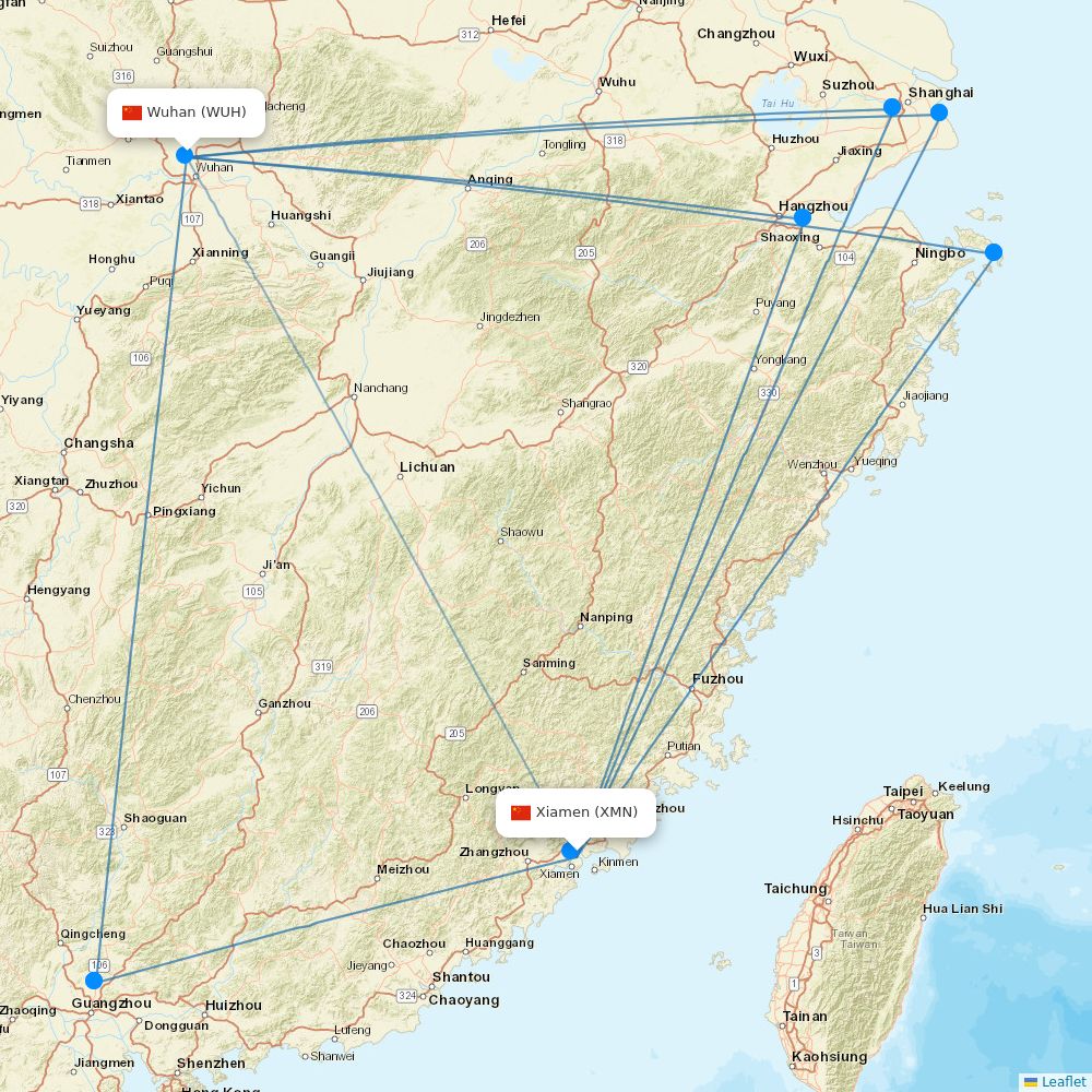 Xiamen Airlines routes 2025 – map with all flights - Flight Routes