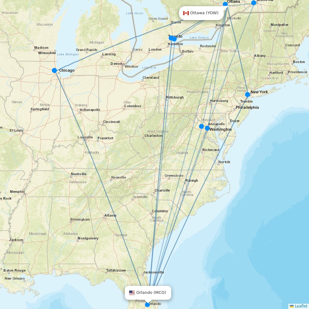 Porter Airlines routes 2025 – map with all flights - Flight Routes