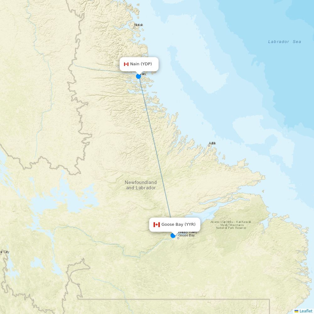 PAL Aerospace airline routes (PB) - map - Flight Routes
