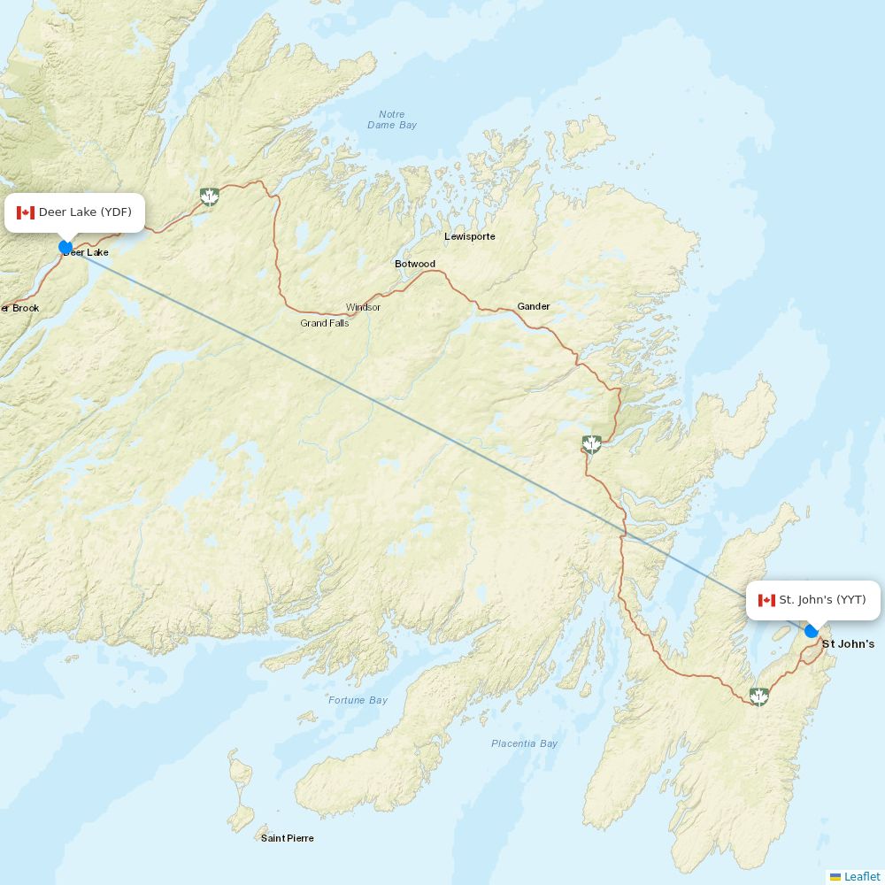 PAL Aerospace airline routes (PB) - map - Flight Routes