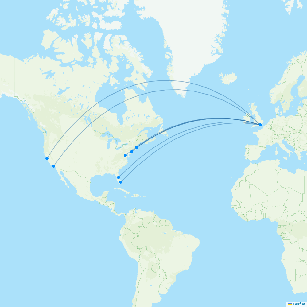 Norse Atlantic UK airline routes (Z0) 2026, map - Flight Routes