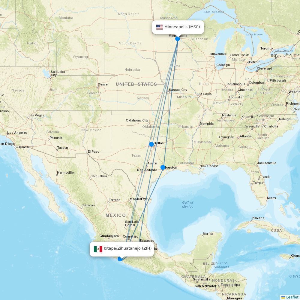 Sun Country Airlines routes (SY) 2026, map - Flight Routes