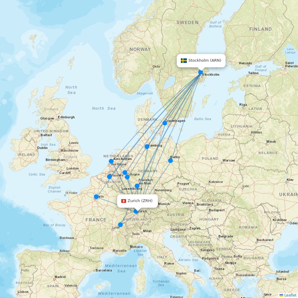 Swiss routes 2025 – interactive map with all flights - Flight Routes