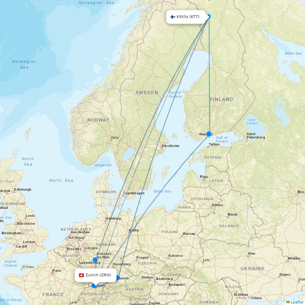 Edelweiss Air airline routes (WK) 2026, map - Flight Routes
